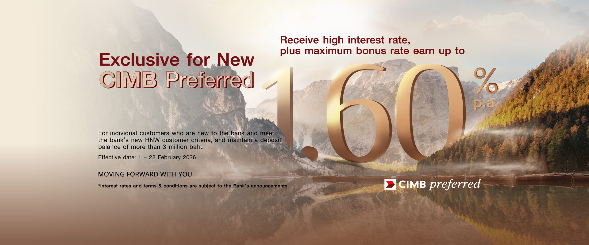 CIMB PREFERRED ACCOUNT MAXIMUM INTEREST RATE AT 1.60% P.A.