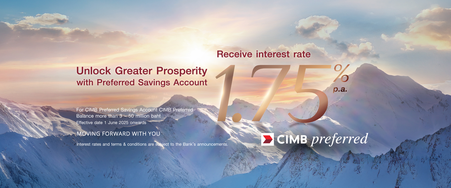 CIMB PREFERRED ACCOUNT MAXIMUM INTEREST RATE AT 1.75% P.A.